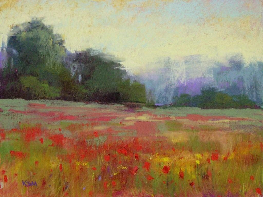 Painting My World: Poppy Field 9x12 pastel