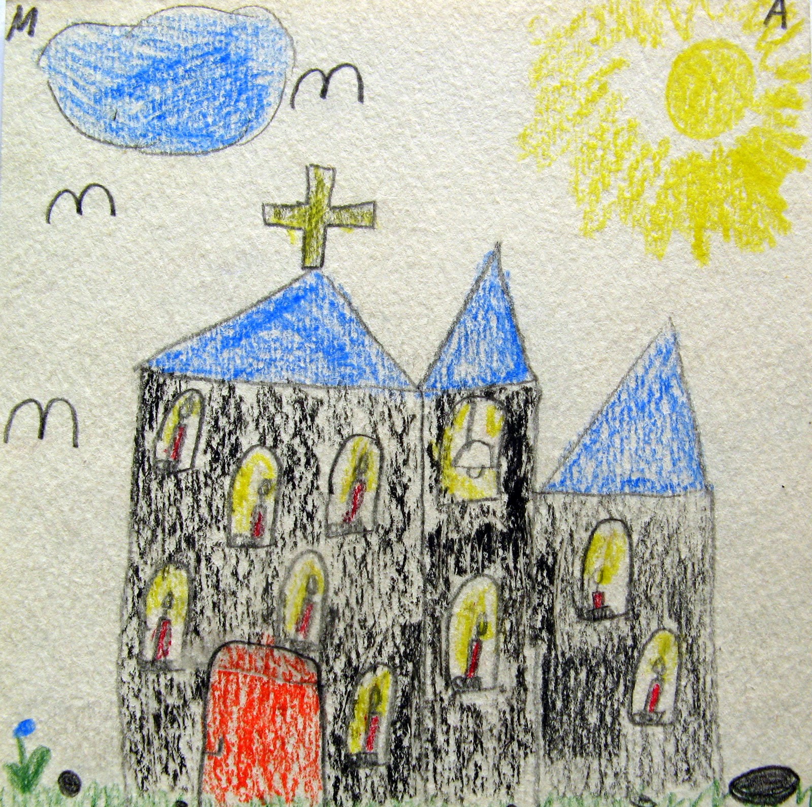 L i v a r s . . . : Bērni zīmē baznīcu /1996. gads/