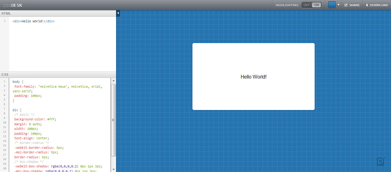 CSSDesk : Ένα online εργαλείο για να μάθετε τη CSS