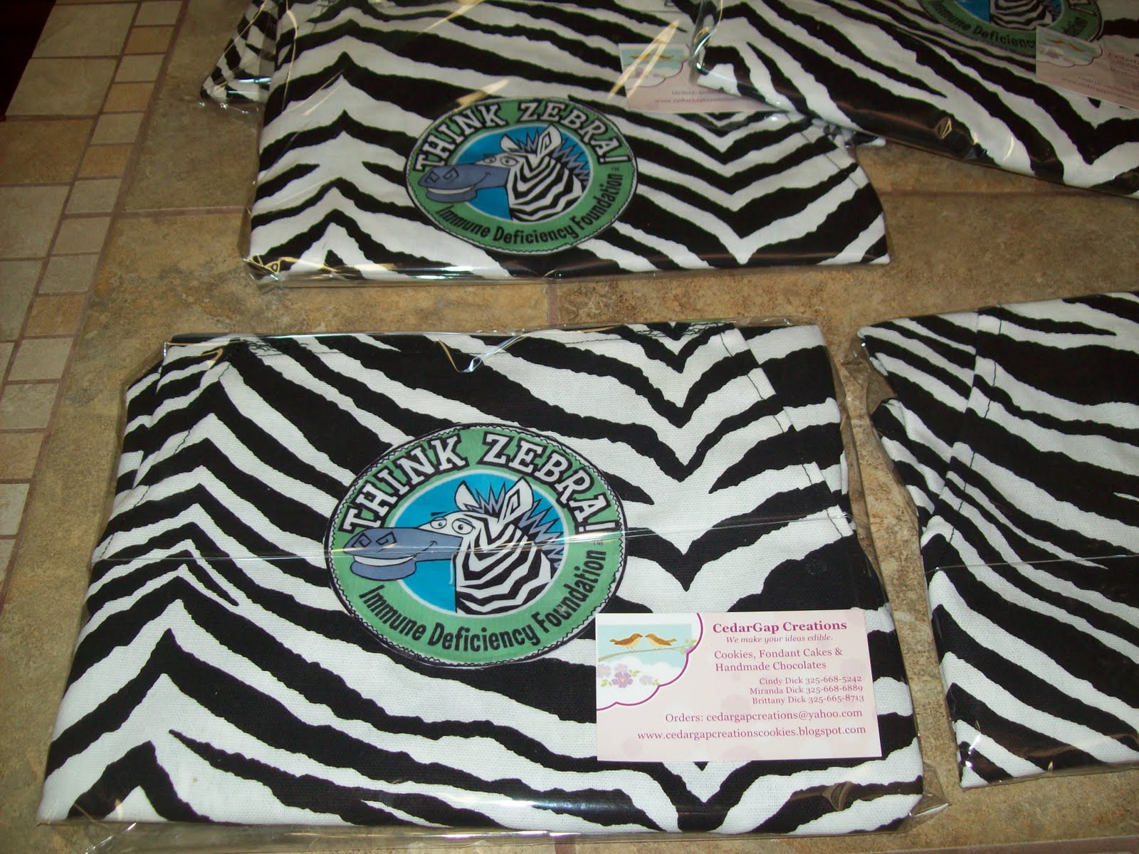 CedarGap Creations Cookies: IDF THINK ZEBRA LOGO COOKIES & APRONS
