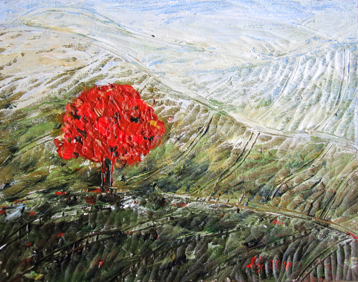 Lily Pang and Michelle: The Red Tree Original Acrylic Painting Work in ...