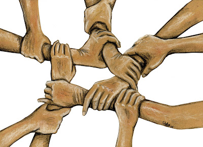 dibujos trashumantes: las manos y la red