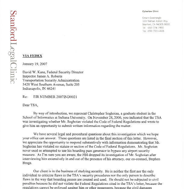 slight paranoia: My Lawyers respond to TSA