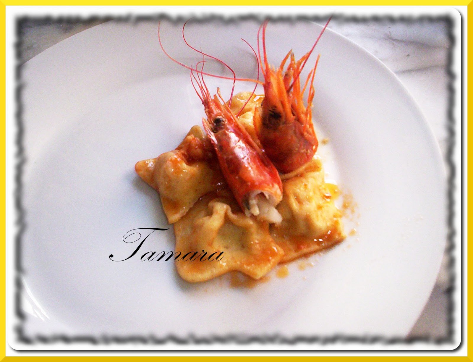 Ravioli con ripieno di branzino e gamberoni - Un pezzo della mia Maremma