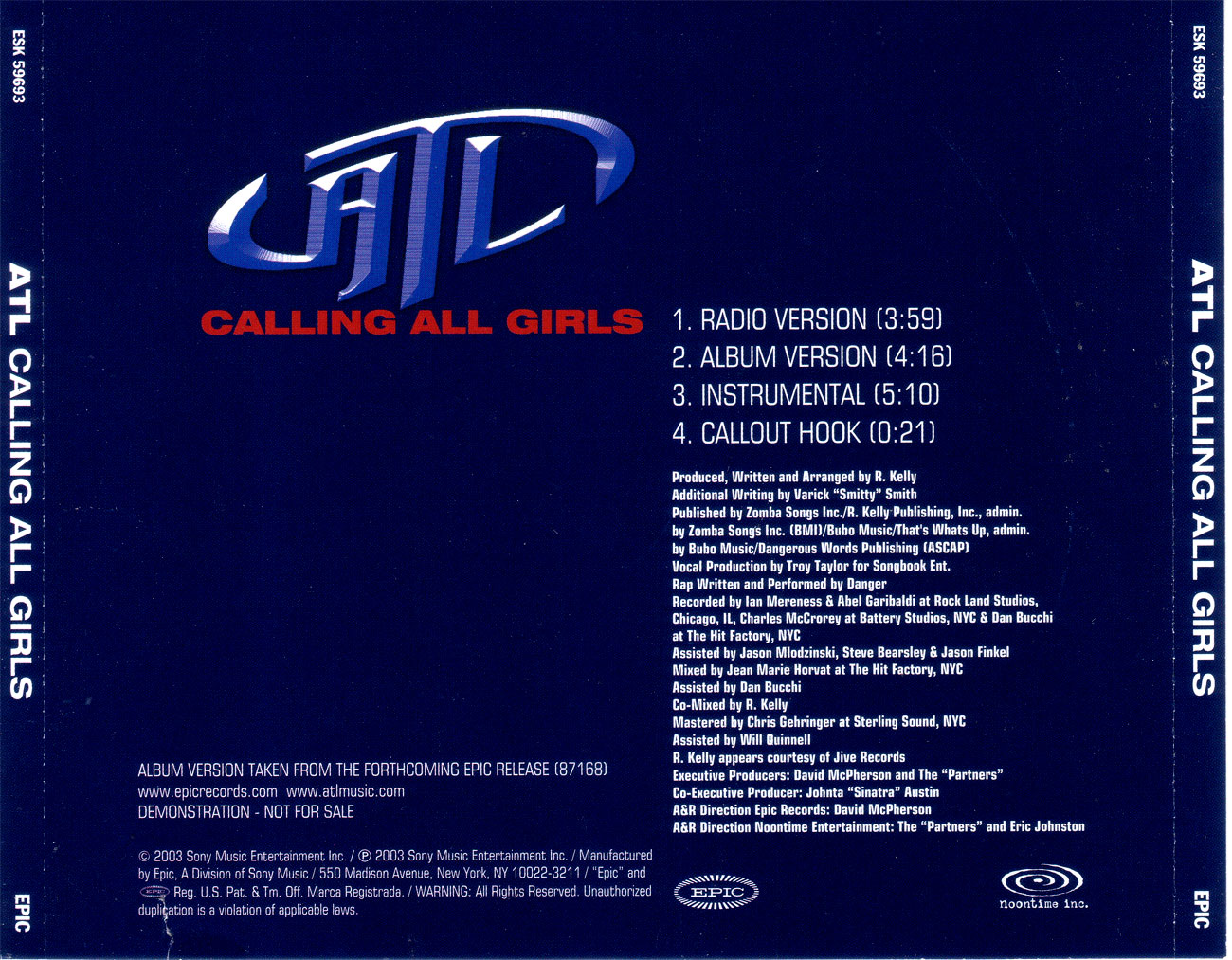 highest level of music: ATL - Calling All Girls-Promo-CDS-2003