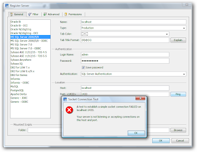 WeB LoG'S JuUiER: Use Aqua Data Studio connect to sqlexpress
