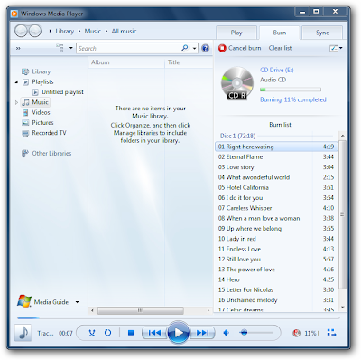 WeB LoG'S JuUiER: Create Audio CD with Windows Media Player