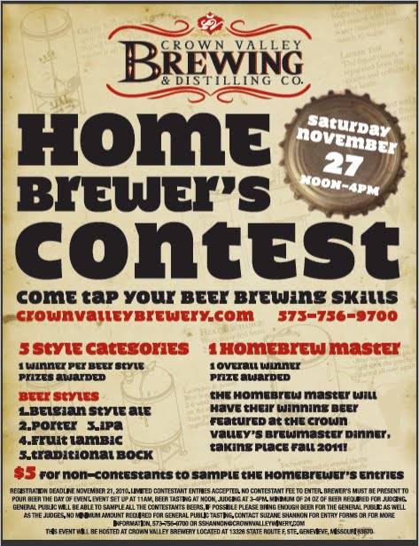 SEMO Craft Beer: Crown Valley Homebrew Contest Flyer Nov 27th