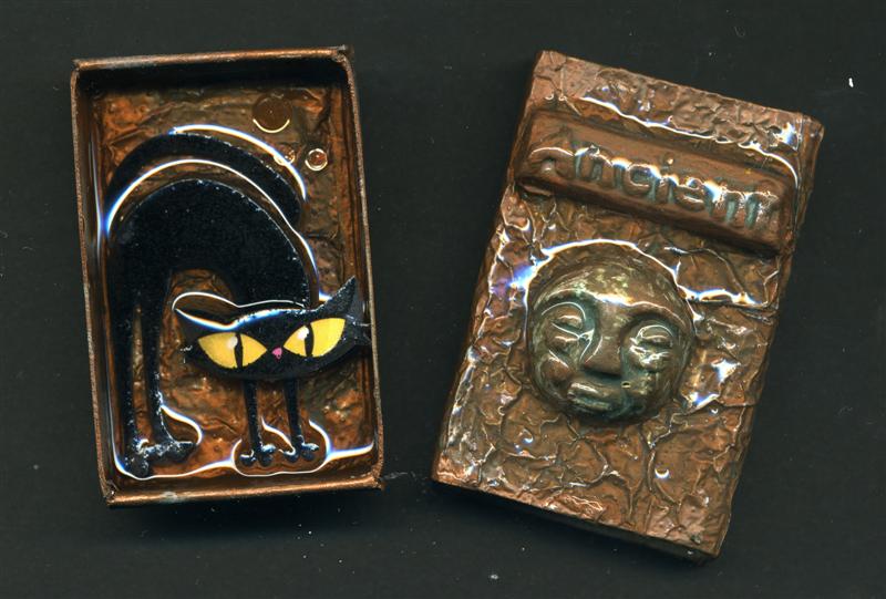 The Raven's Whim: Resin, metal black cat matchbox