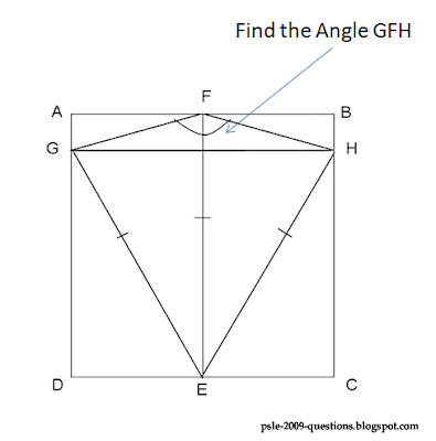 PSLE 2009 Questions & Solutions: PSLE Maths 2009 - Find the Angle Question