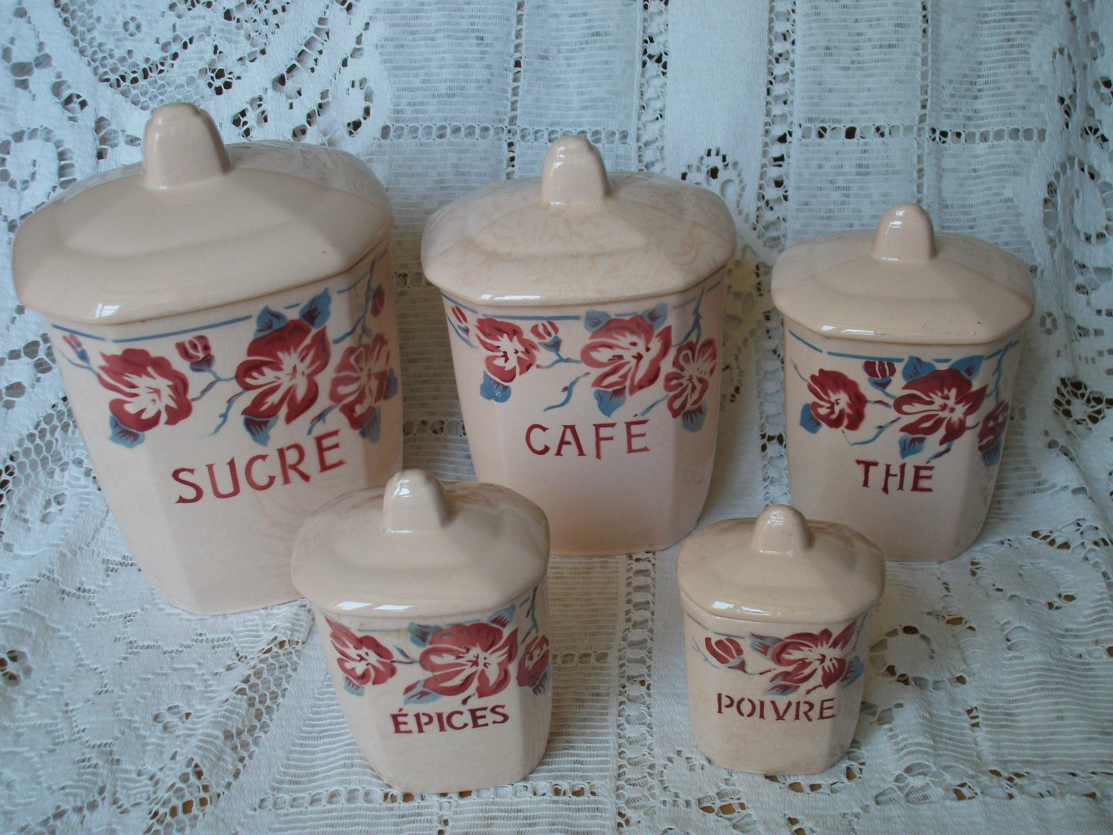 Vintage Maison: Nice 1920s kitchen storage pots - from France