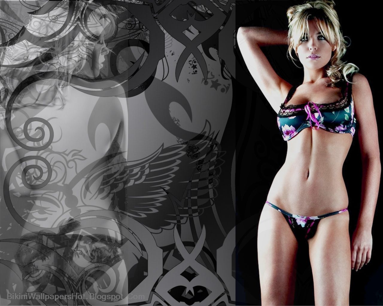 Bikini Wallpapers: Bikini Wallpapers : Abigail Clancy Floral Bikini