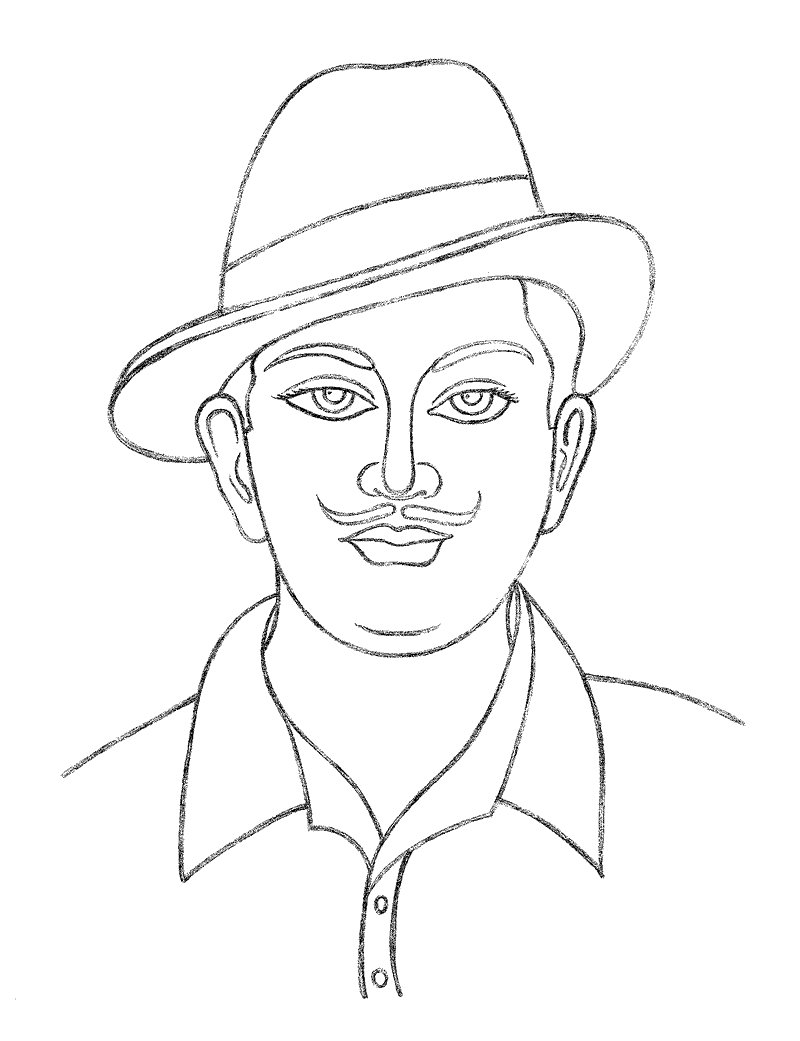 Bhagat Singh Sketch Coloring Page