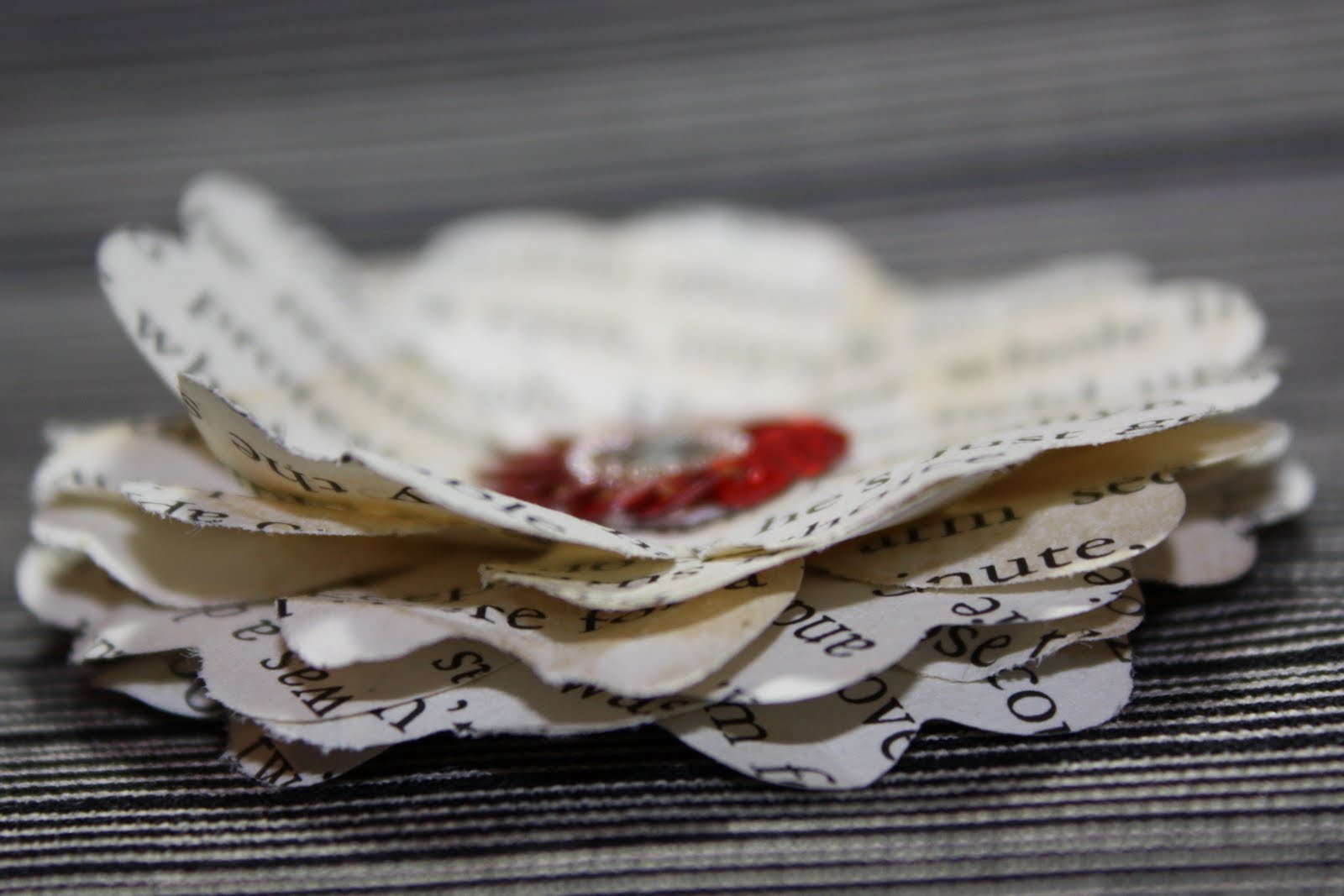 Isa Creative Musings: Upcycled Text Pages Flowers with Bling Centers