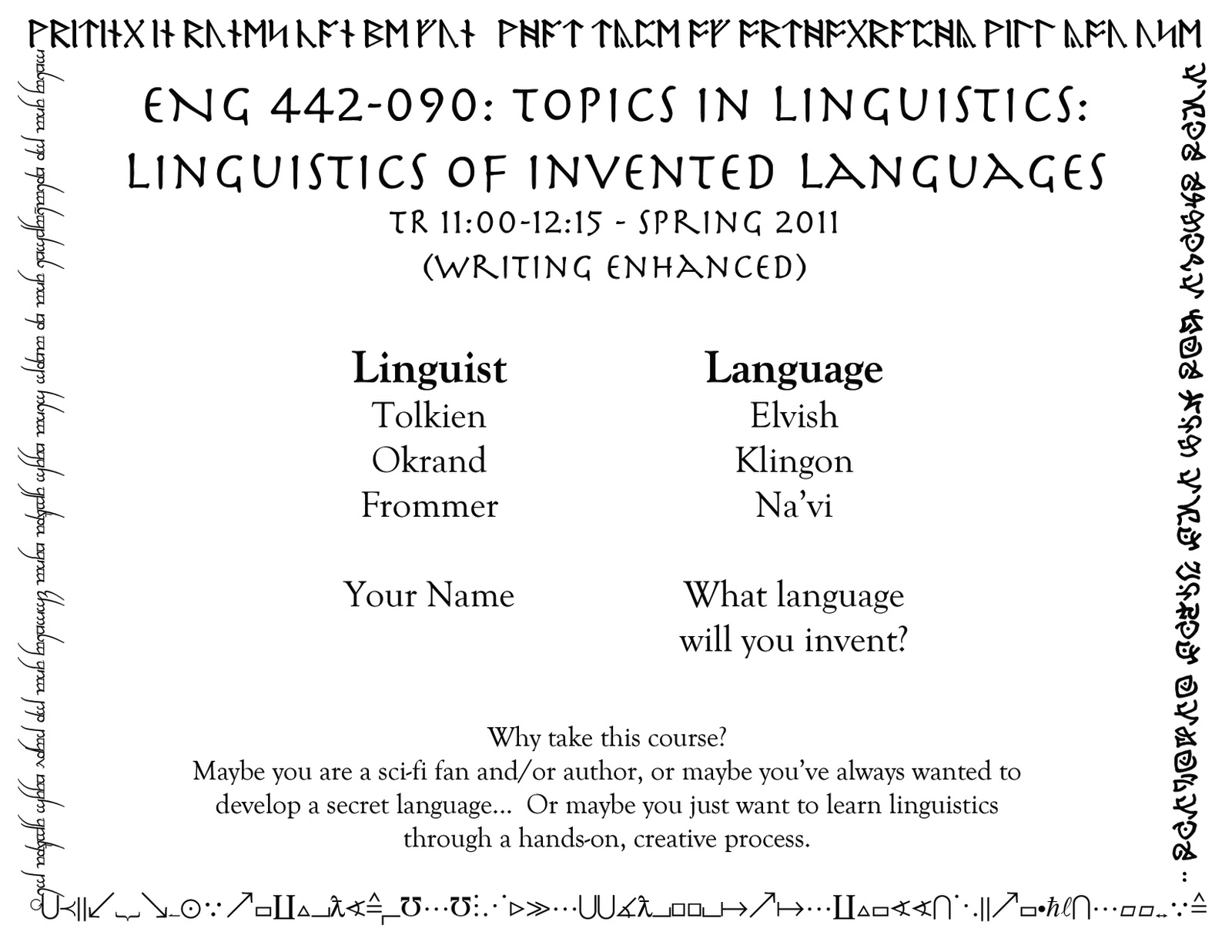 SFALingBlog: Linguistics of Invented Languages Poster