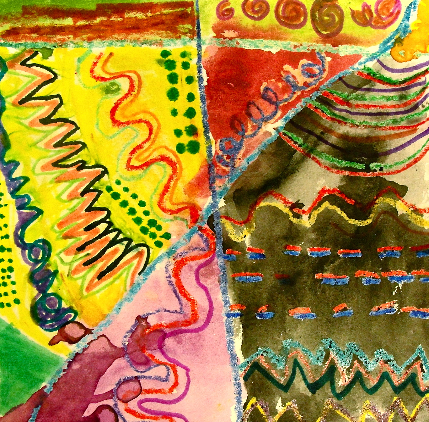 Da Vinci's Wings: 1st Grade Line Paintings Square 1 Art Project