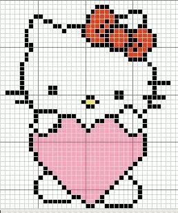 HELLO KITTY COLORING: HELLO KITTY CROSS STITCH PATTERN