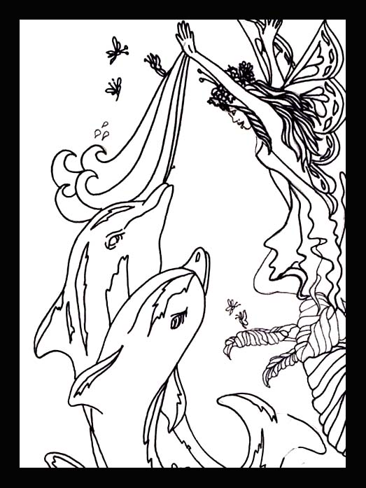 Interactive Magazine: FAIRY AND DOLPHIN COLORING PICTURE