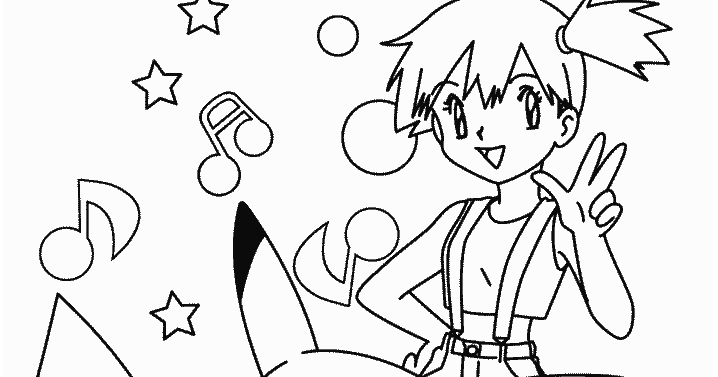 Pokemon Coloring Pages Pokemon Misty Pikachu And Krabby To Color