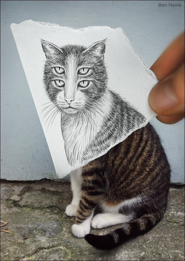 unique photos: Paper Drawing vs Photograph art by Ben Heine