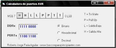 Bascom para principiantes: Calculadora de Ports para micros AVR