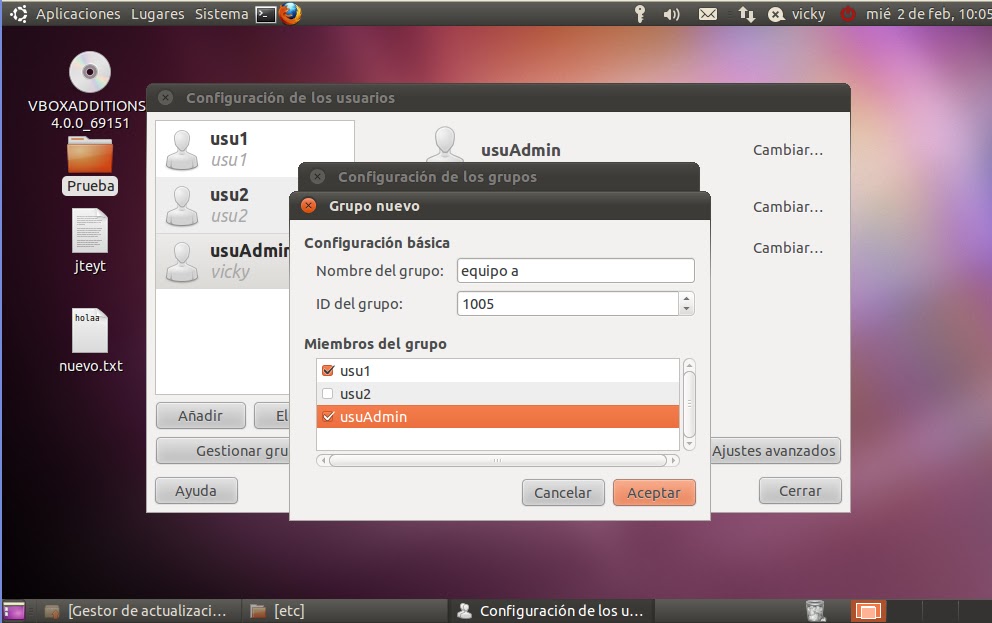 Vicky16: Ejercicios: USUARIOS-GRUPOS Ubuntu 10.10 Vicky16: Ejercicios: USUARIOS-GRUPOS Ubuntu 10.10