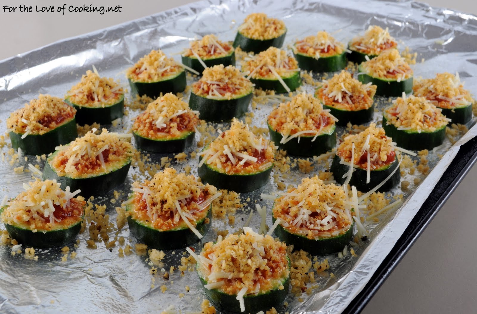 Zucchini Coins with Marinara and Parmesan | For the Love of Cooking