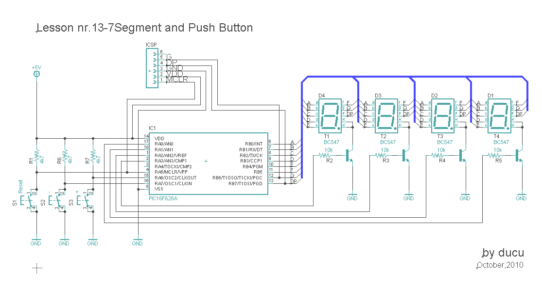 Electronic Experiments Lesson Nr13 7segment And Push Button