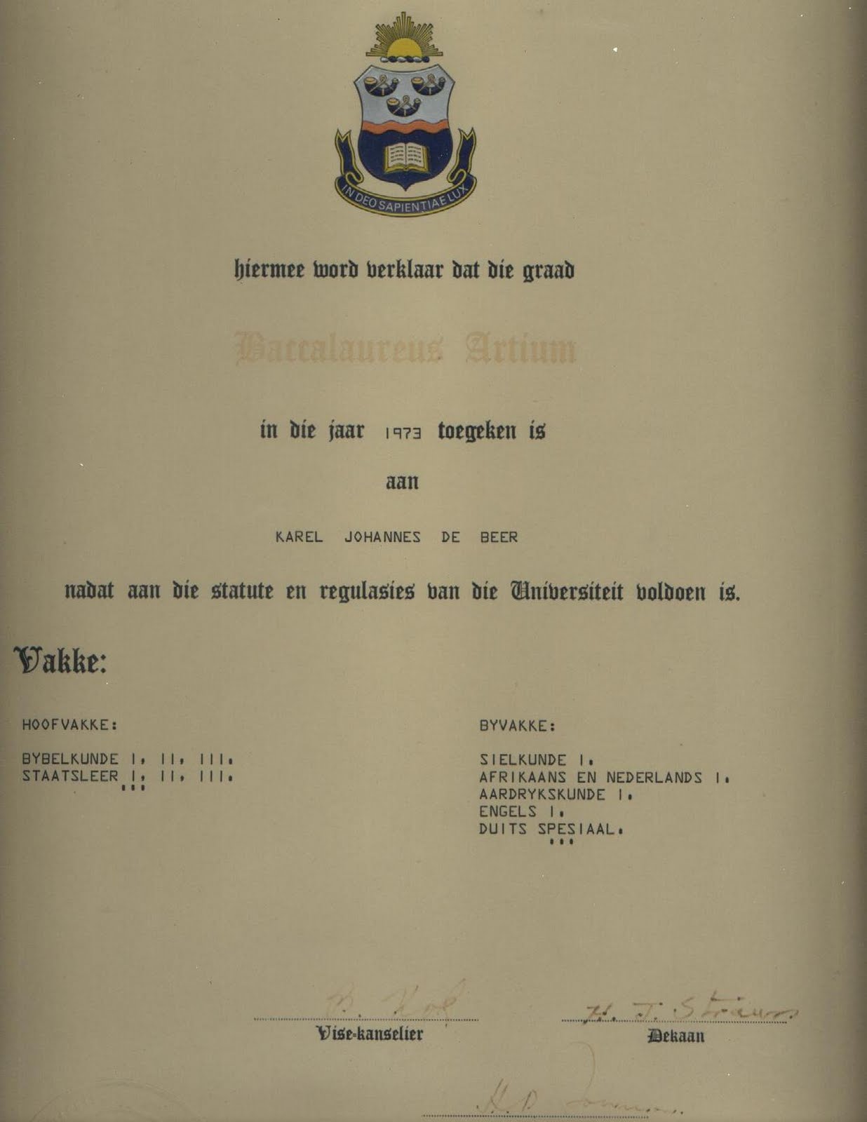 Dr Karel Johannes de Beer: 10/24/10 - 10/31/10