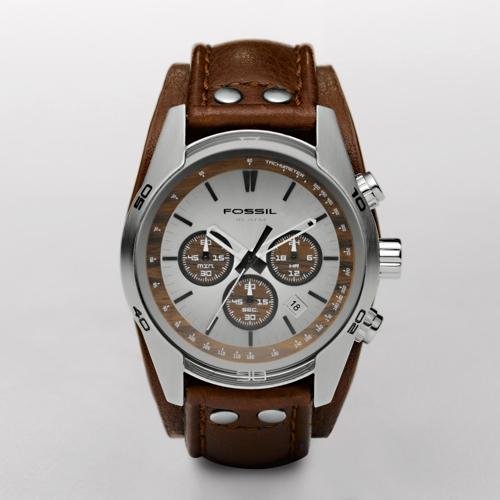 Best Wrist Watch Mens: Fossil Cuff Chronograph Tan Dial Watch
