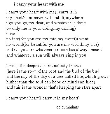 As The World Changes: Touching Poem by E.E. Cummings- i carry your ...