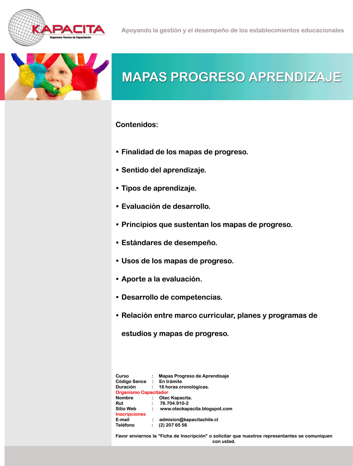 Kapacita: CURSO - TALLER MAPAS DE PROGRESO