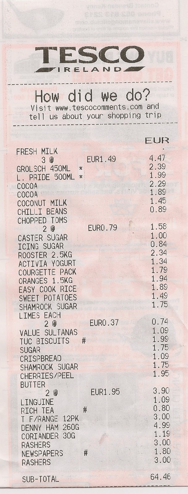 Take one family.: Shopping Receipts