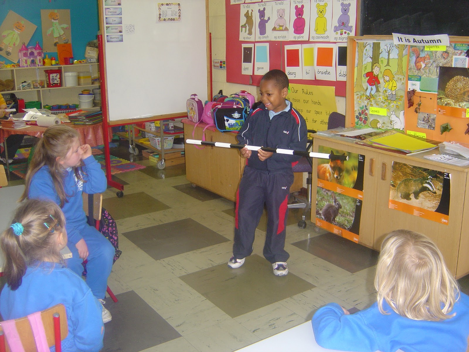 Maths Page: Counting stick and human number line: Senior Infants
