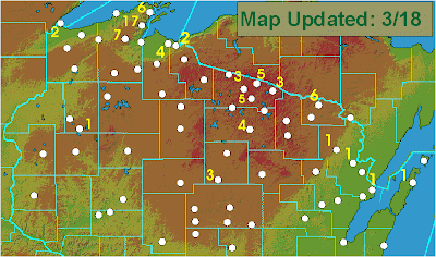 This map ( to the left ) comes from John Dee and shows reported snow ...