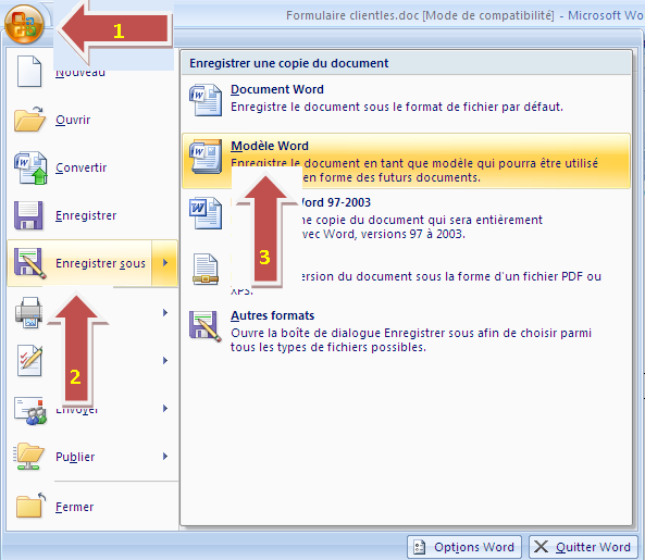 Exercice Corrigé Formulaire et Modèle sous Ms-Word 2007 Traitement de ...