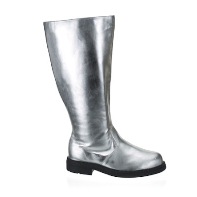 COSTUME / HALLOWEEN SHOES: MEN'S KNEE HIGH SILVER COSTUME BOOTS DS7402