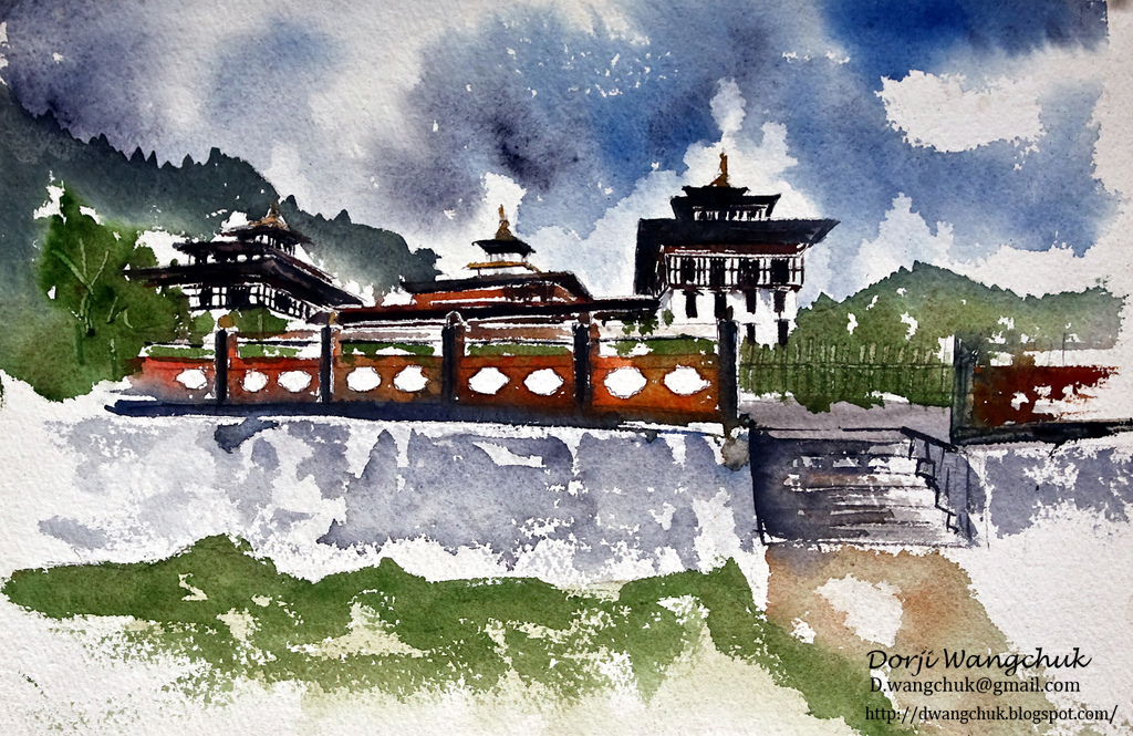 Bhutan Art VAST Bhutan Artist Dorji Wangchuk _ Tashichodzong