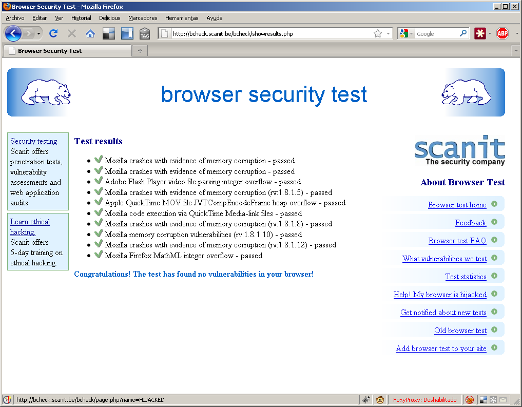Cuatro formas de comprobar la seguridad de tu navegador ~ Security By ...