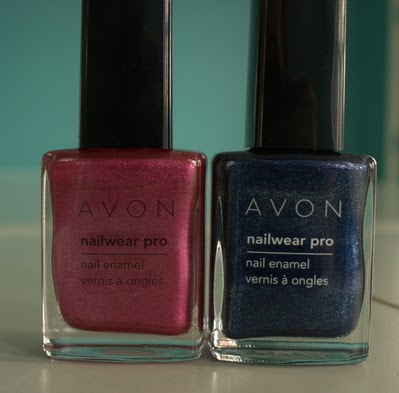 Avon Nailwear Pro Splendid Blue and Pink Radiance swatches | Beauty Crazed in Canada