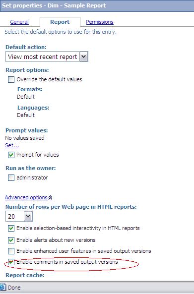 Cognos and Me: Adding Comments to Saved Report Output Versions