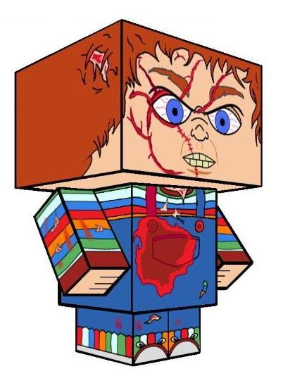 Free Paper Crafts and Models: Horror Doll Chucky Cubeecraft