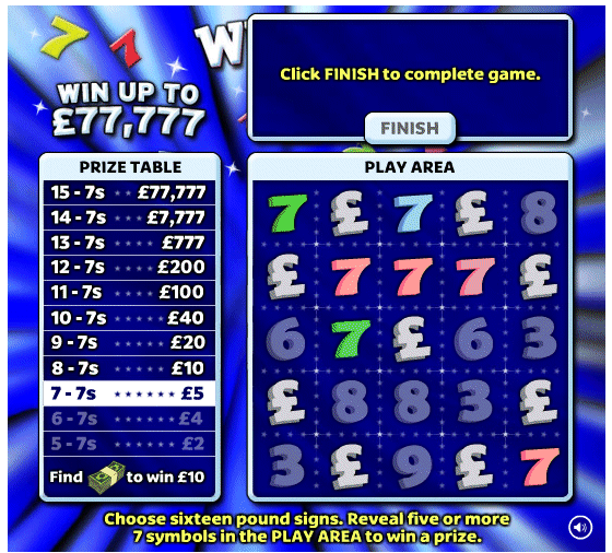 play the national lottery: Winning 7s