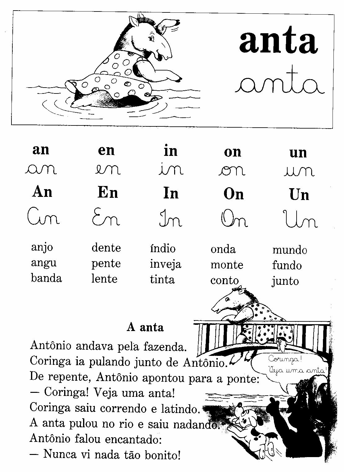 ALFABETIZAÇÃO - texto A anta ~ Atividades para baixar