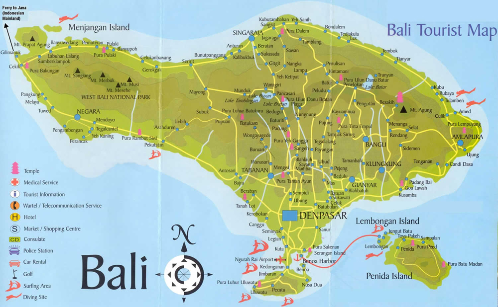 Bali Weather Forecast and Bali Map Info: Bali Island Street Map Detail ...