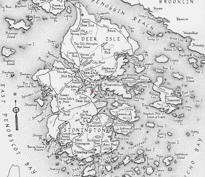 Chris sails: Deer Isle Map from a postcard