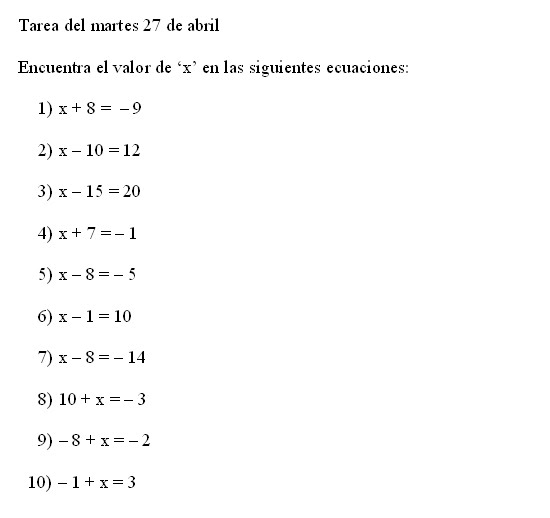 Tareas de Matematicas Primero de Secundaria: 2010