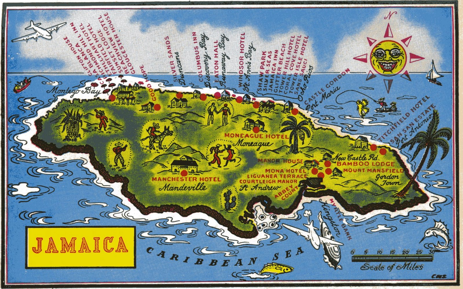 Vintage Jamaican map | Illustrated map, Jamaica map, Jamaica travel
