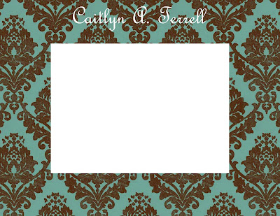Card-Chic: Teal-Brown Damask Stationery Note Card