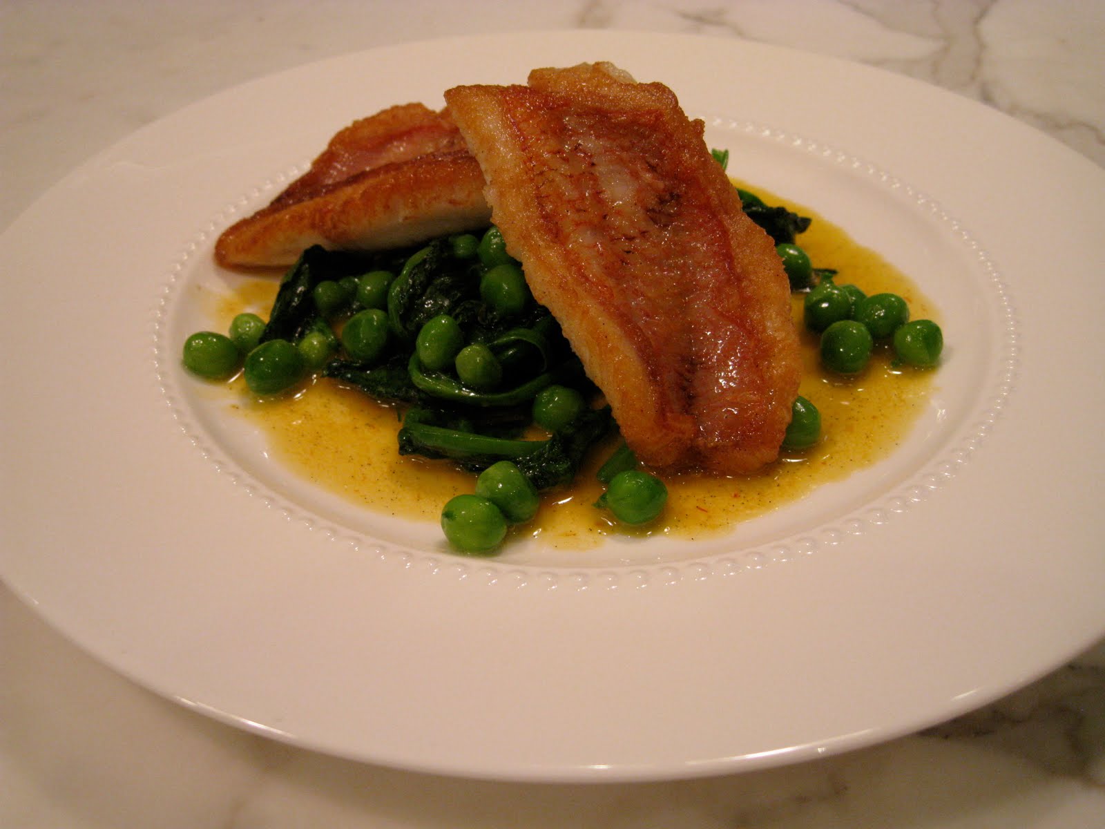 Kinki Channel Rockfish with Pea Shoots, English Peas and Vanilla ...